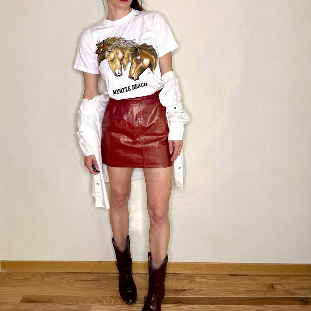 1970’s Vintage Red Leather Micro Mini Skirt - Gem